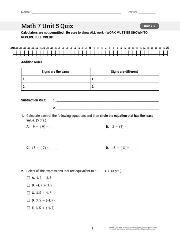 Math 7 Unit 5 Quiz (Seekers) | PDF | Mathematics
