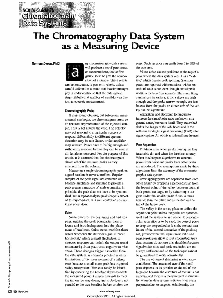 The Chromatography Data System As A Measuring Device. | PDF