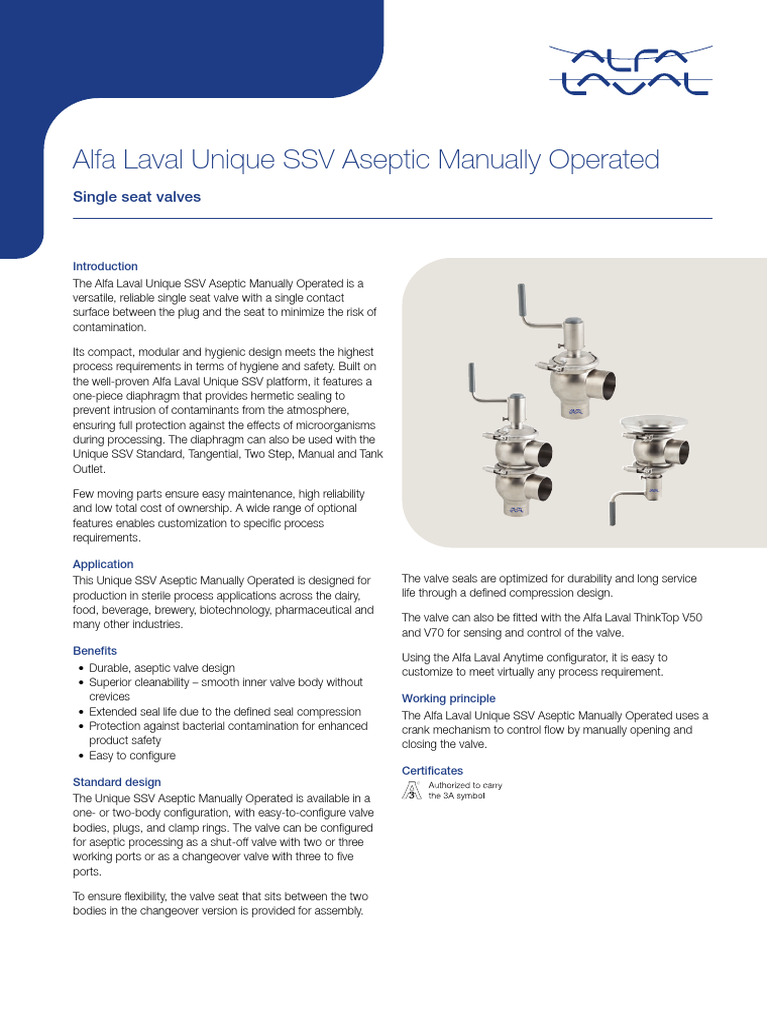 Aseptic Valves for Sterile Processing | PDF | Valve