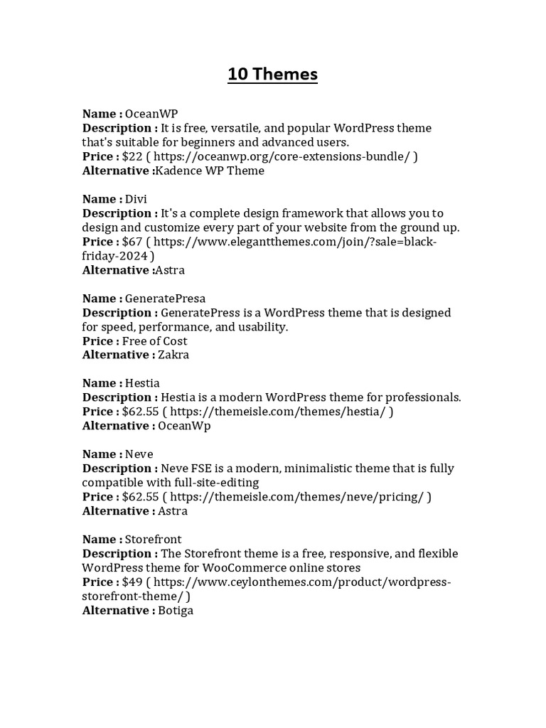 Top 10 WordPress Themes Reviewed | PDF