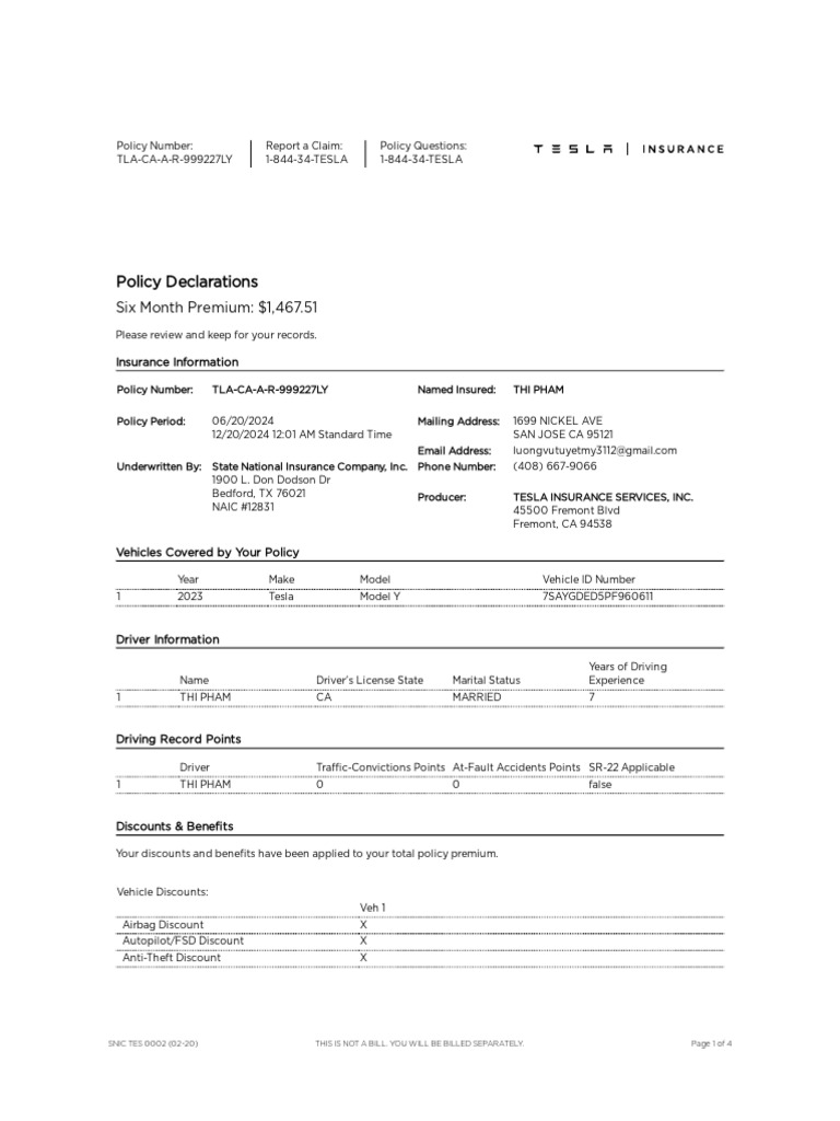 Tesla Insurance Policy Overview | PDF | Liability Insurance | Insurance