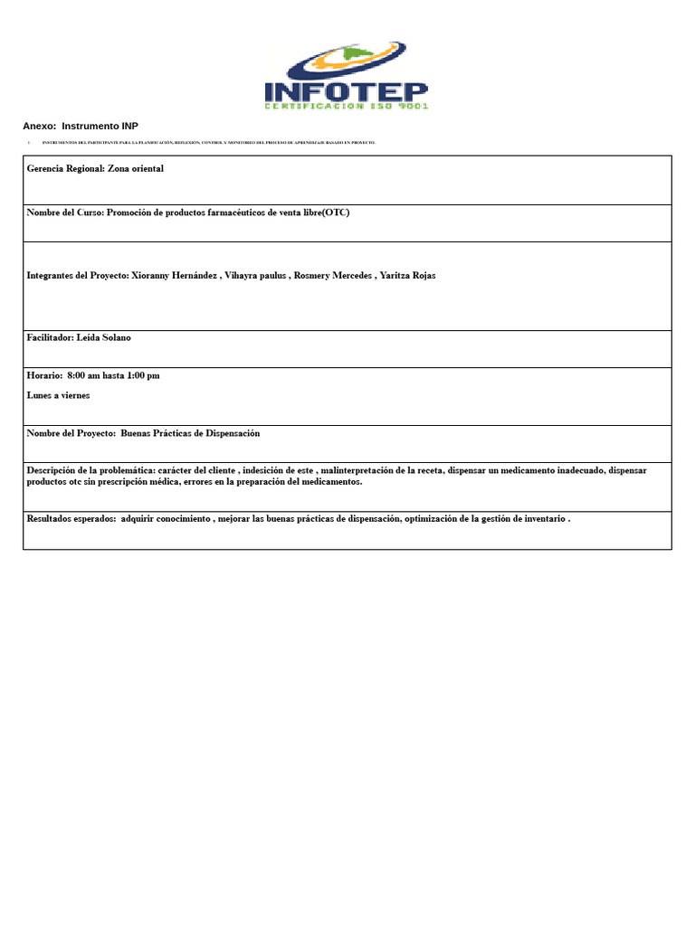 Anexo INP | PDF | Aprendizaje | Planificación