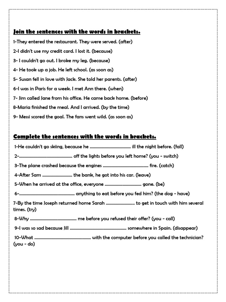 Past Perfect Exercises | PDF