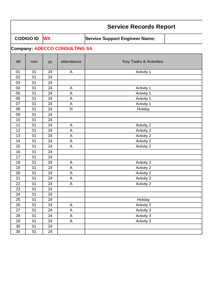 11.service Records Report | PDF