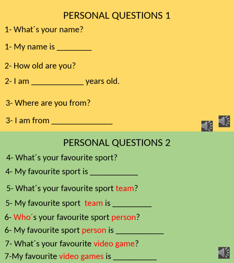Personal Questions | PDF