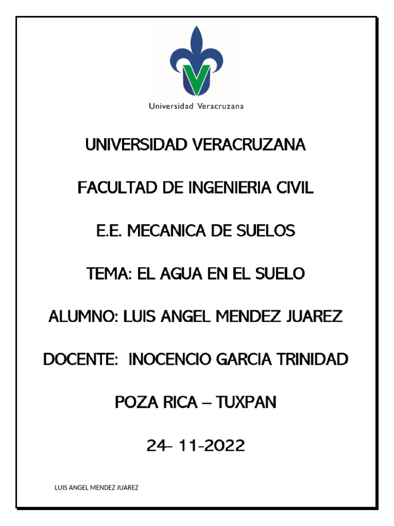 El Agua en El Suelo Luis Angel Mendez Juarez | PDF | Agua | Suelo
