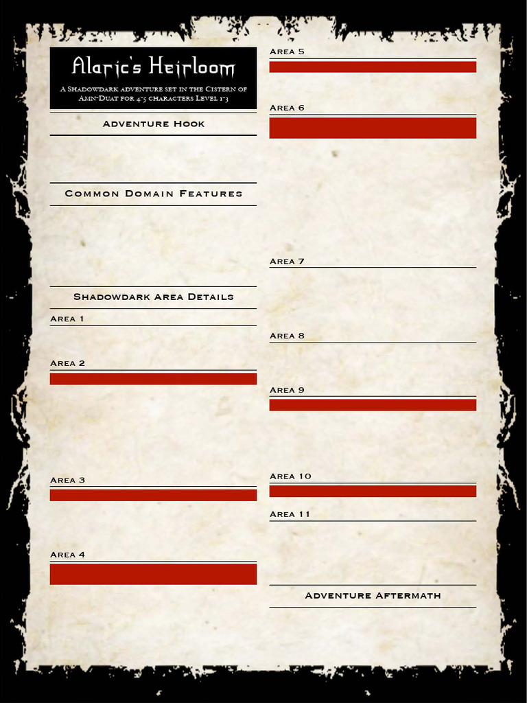 Alaric's Heirloom: Shadowdark Adventure | PDF