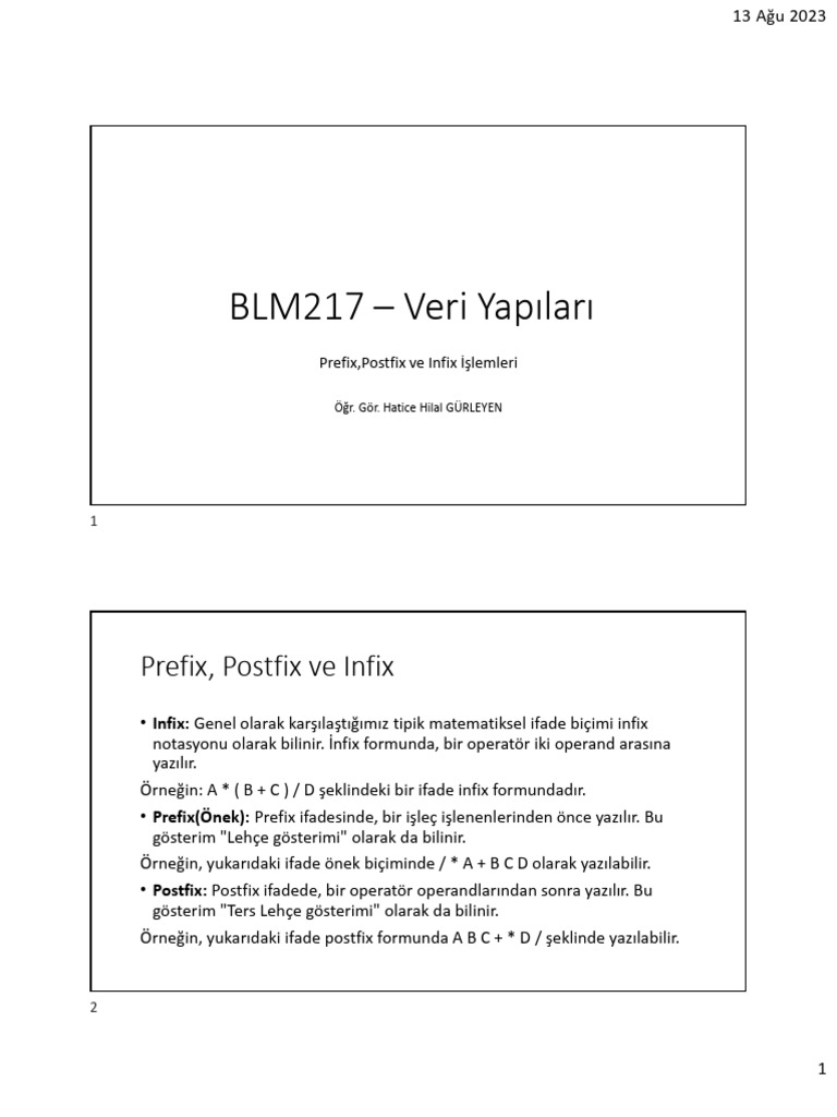 08-Prefix,Postfix ve Infix İşlemleri | PDF