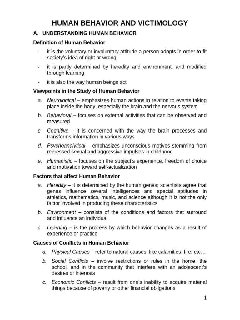 Human Behavior and Victimology New Curr | PDF | Human Behavior | Crimes