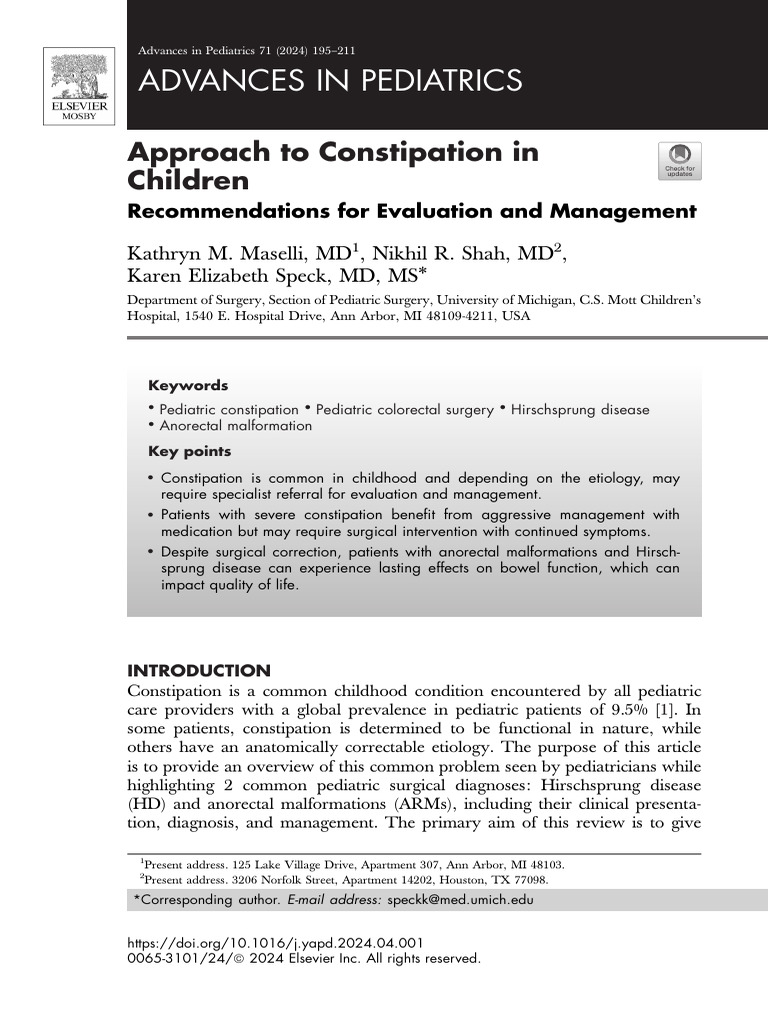 Approach To Constipation in Children Recommendations For Evaluation and ...