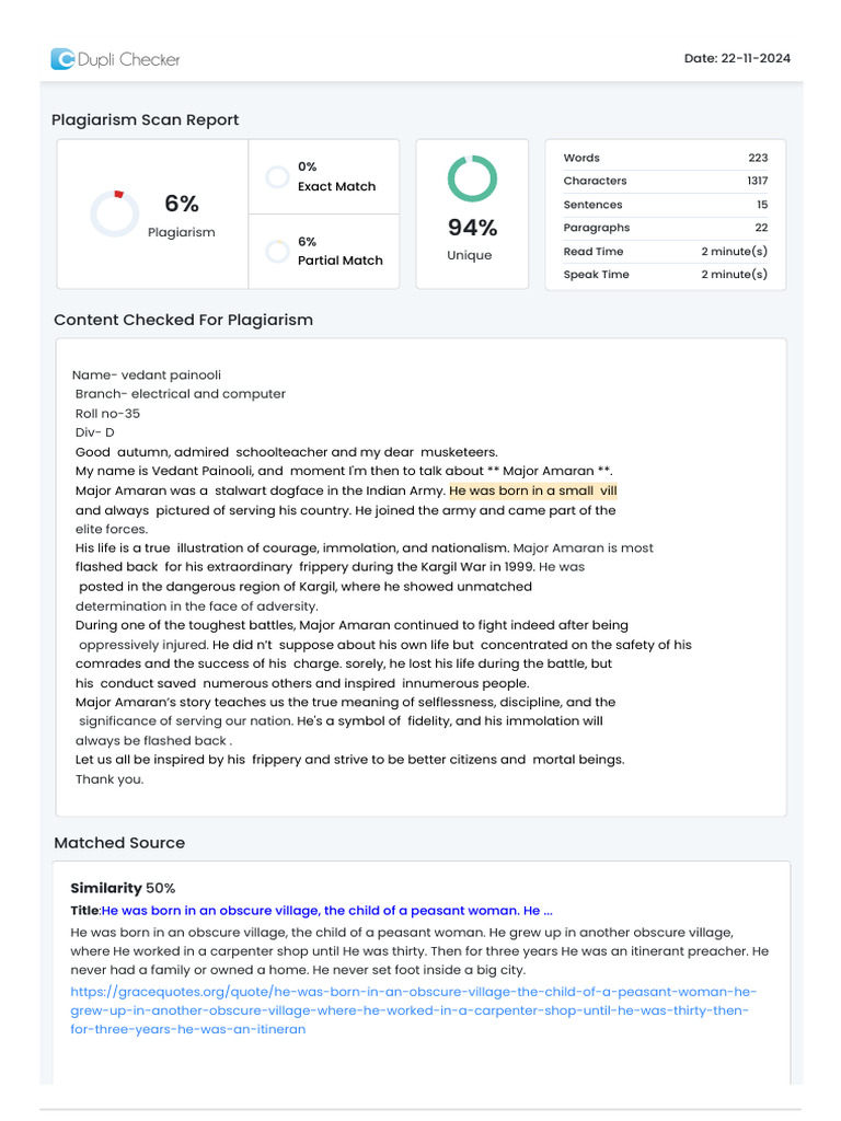 Duplichecker Plagiarism Report | PDF