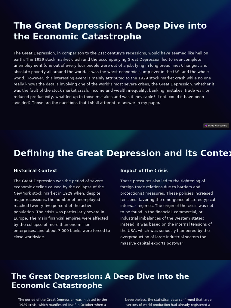The Great Depression A Deep Dive Into The Economic Catastrophe 1 | PDF ...