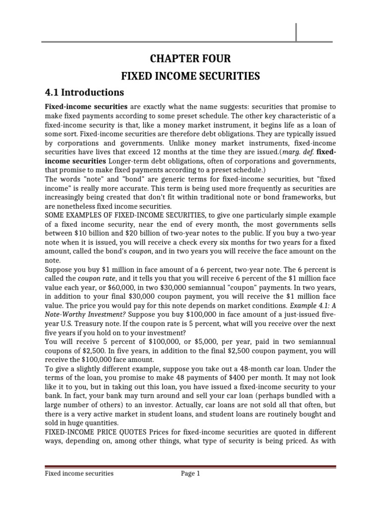 Chapter Four Fixed Income | PDF | Bonds (Finance) | Credit Rating