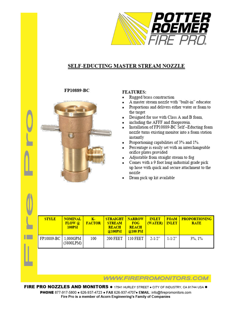 Self Educting Master Stream Nozzle FP10889-BC | PDF