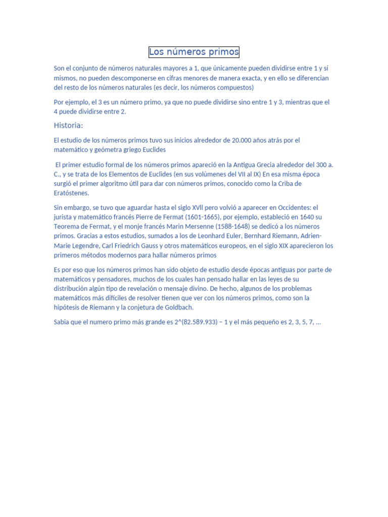 Los números primos | PDF