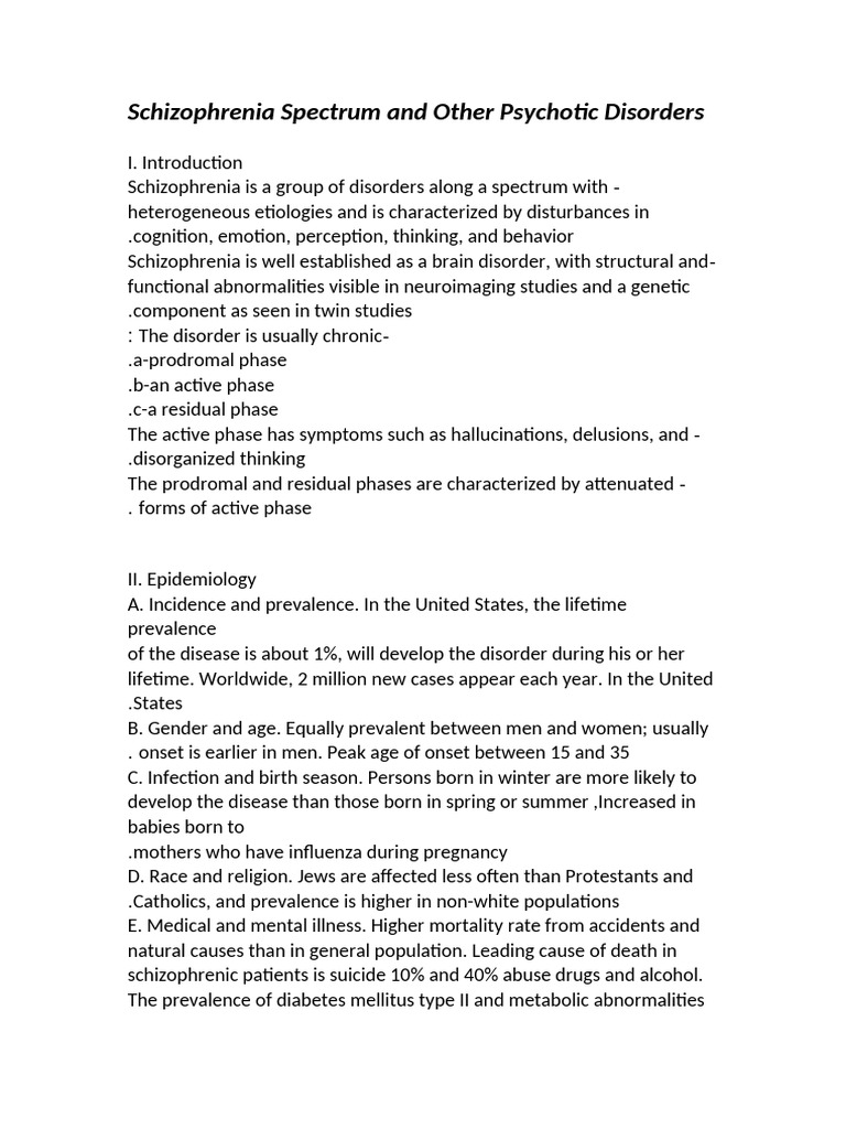 Schizophrenia Spectrum and Other Psychotic Disorders | PDF ...