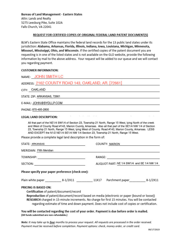 GLO Patent Request Form | PDF