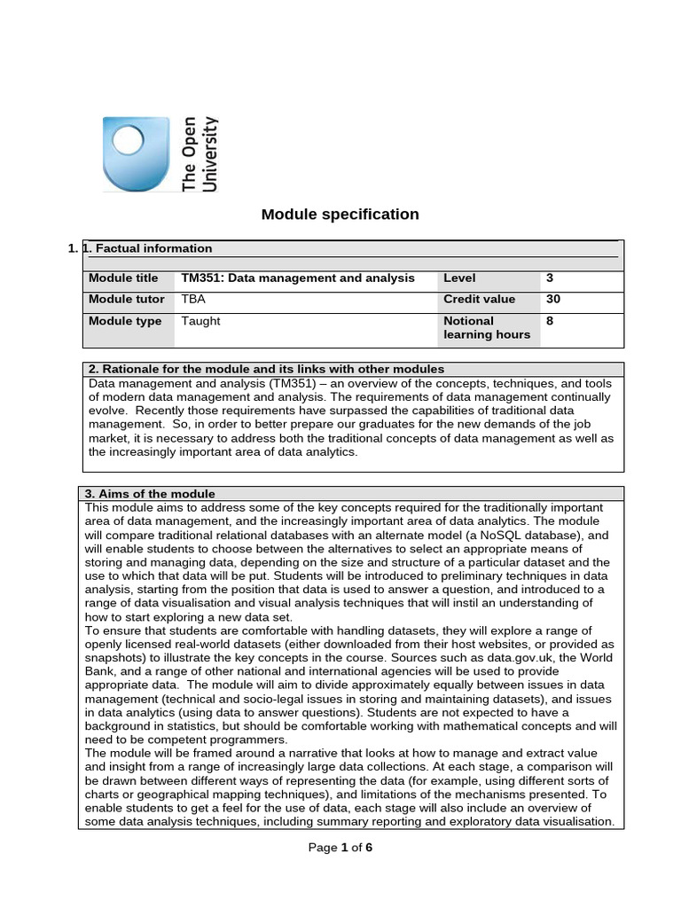 TM351 Module Specifications | PDF | Data | Data Analysis