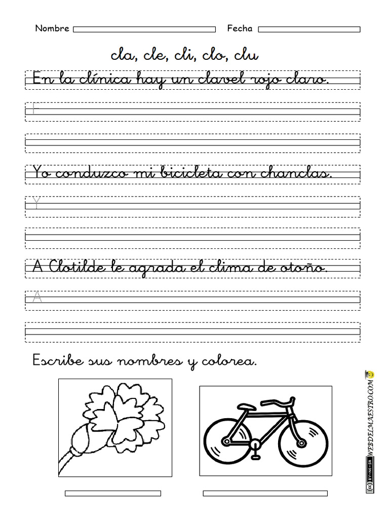 Ejercicios de Caligrafia Cla Cle Cli Clo Clu PDF | PDF