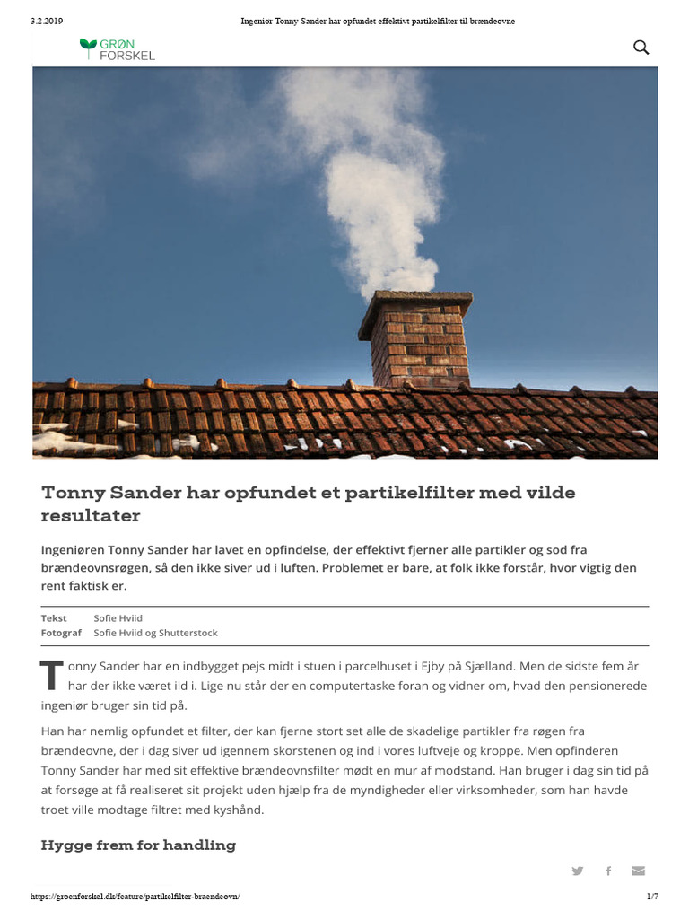 Ingeniør Tonny Sander har opfundet effektivt partikelfilter til ...