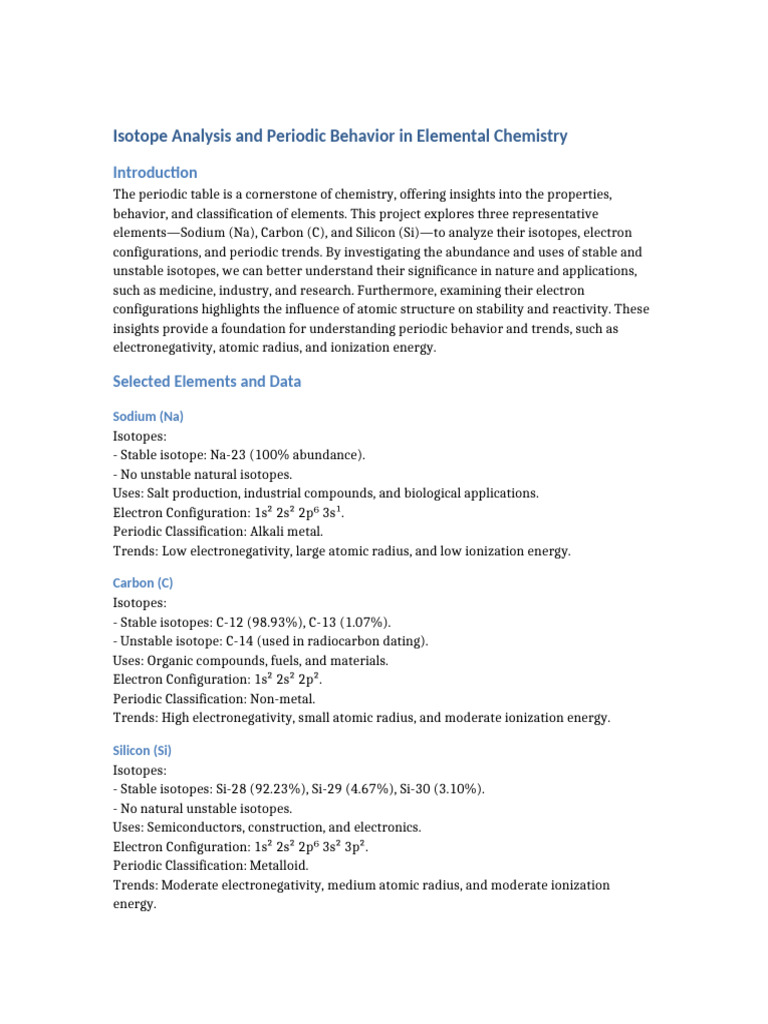 Isotope Analysis Project | PDF | Isotope | Silicon