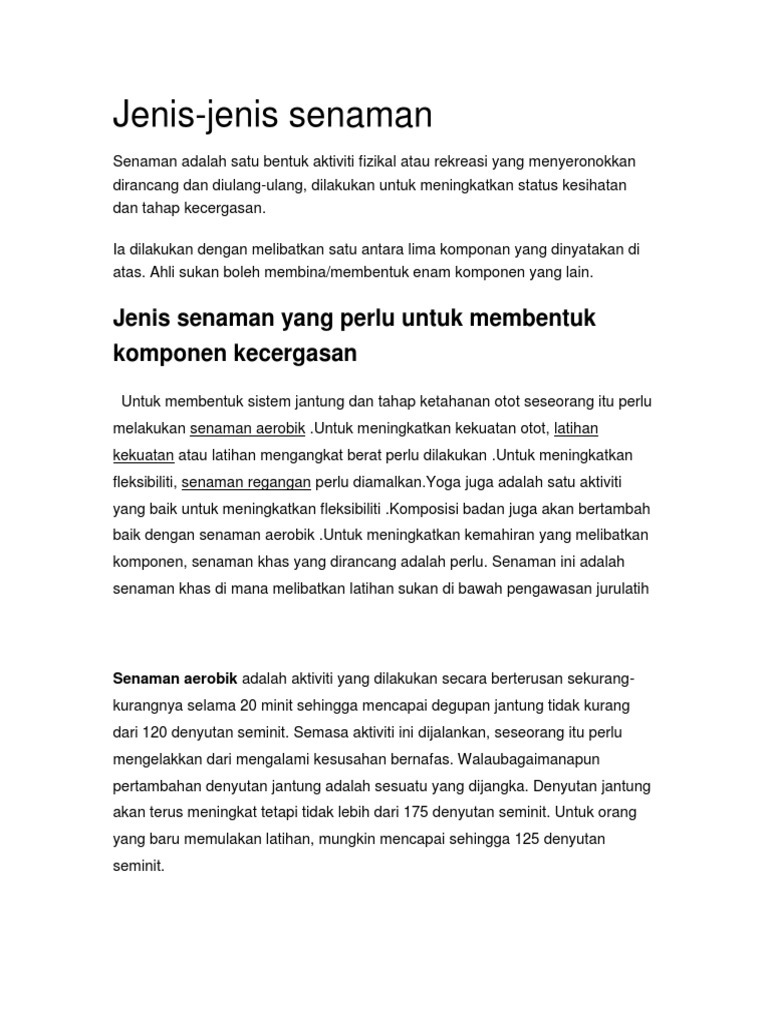 Jenis-Jenis Senaman | PDF