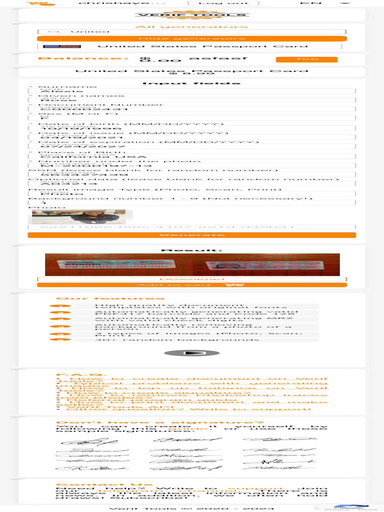 United States Passport Card Online Generator - Verif Tools | PDF ...