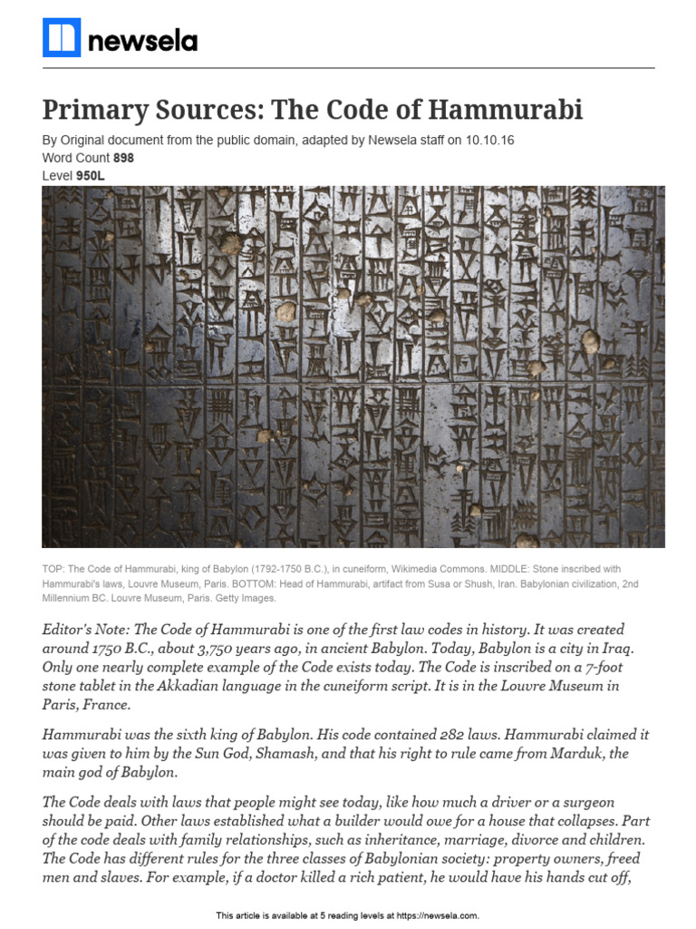 Code of Hammurabi Sumer 2020 | PDF | Babylon | Hammurabi