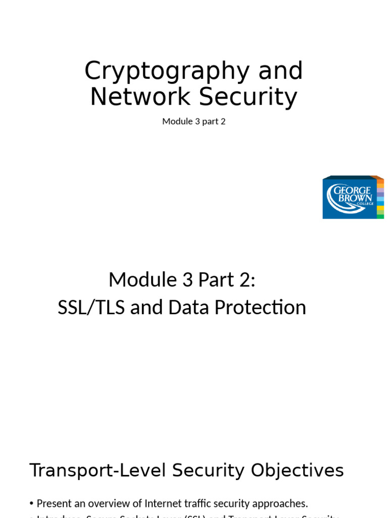 Module 3 - Part - 2 SSL TLS and Data Protection W23 | PDF | Transport Layer Security | Public ...