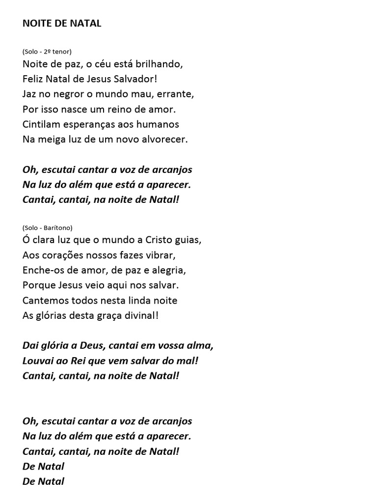 Letra - Noite de Natal | PDF