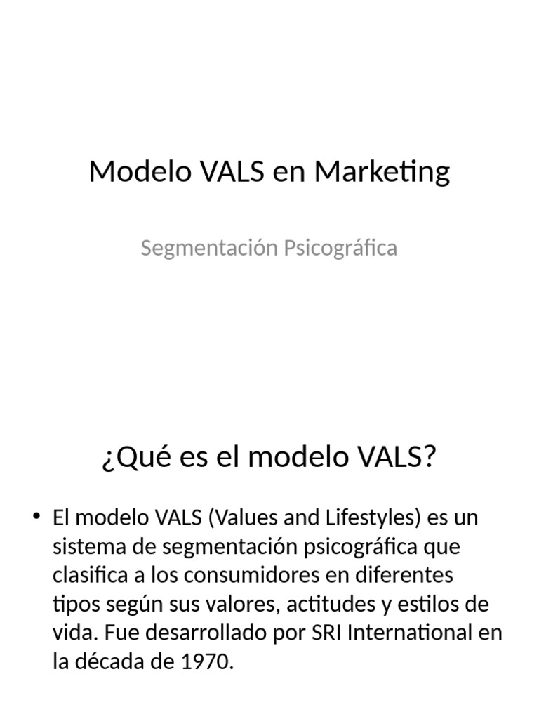 Modelo VALS Marketing | PDF