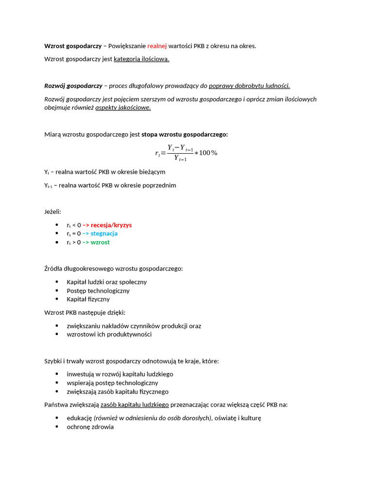 Wzrost Gospodarczy | PDF