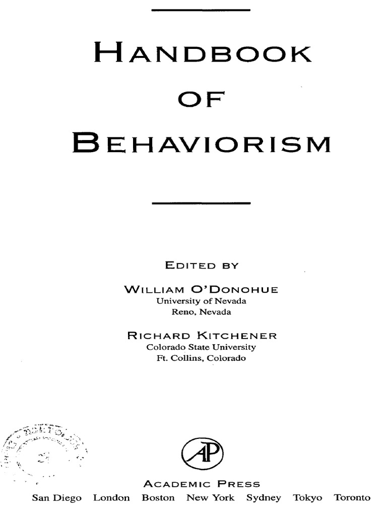 Handbook of Behaviorism | PDF | Behaviorism | Psychology