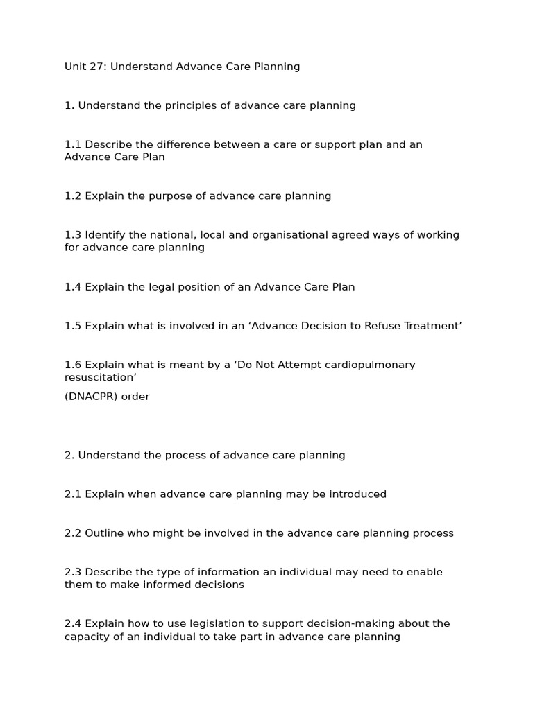 Advance Care Planning Principles and Roles | PDF