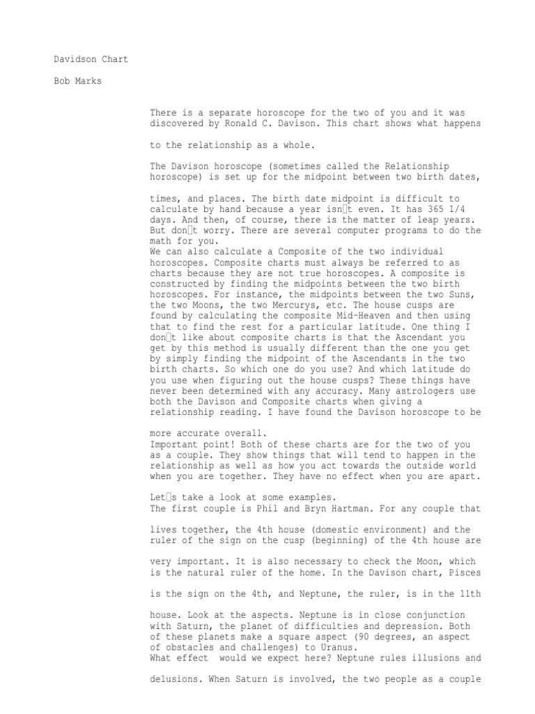 Davidson Chart | PDF | Horoscope | Astrology