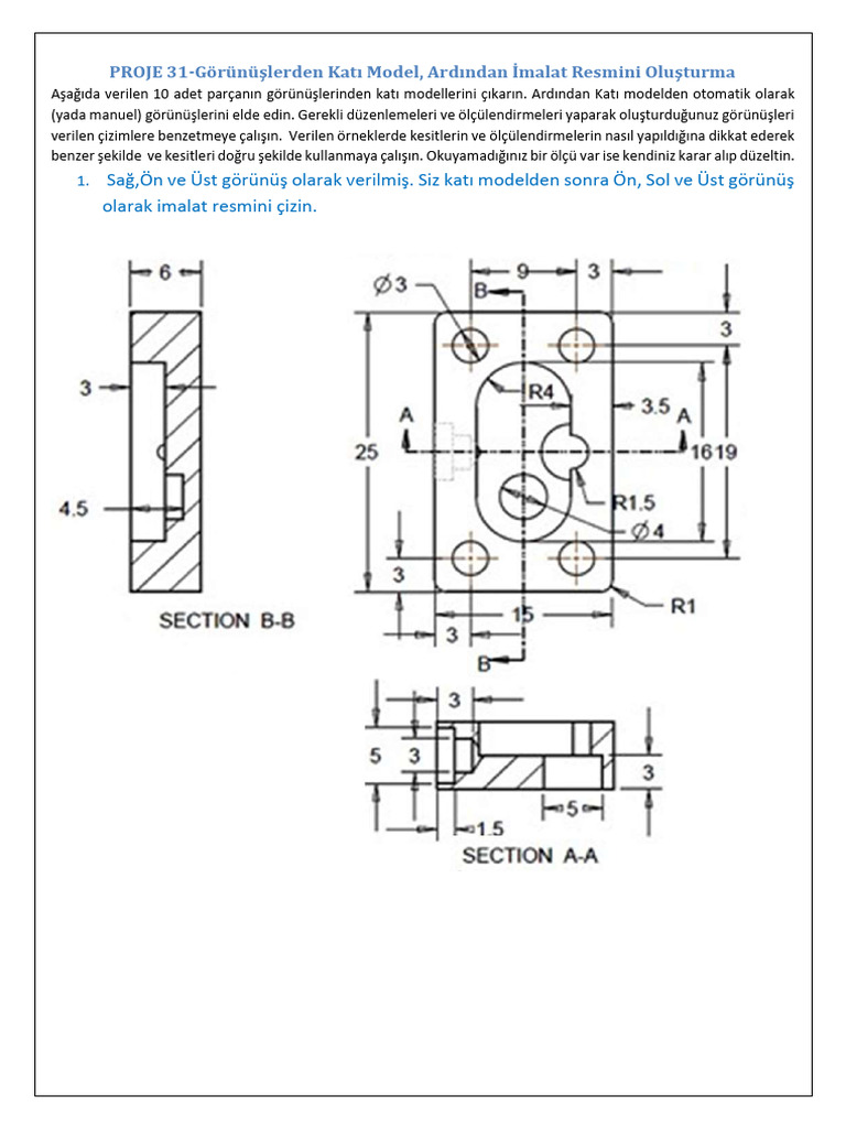 A-Proje31-Gorunuslerden Kati Model Ardindan Imalat Resmi | PDF