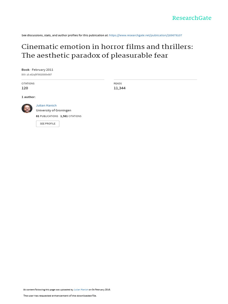 Cinematic Emotion in Horror Films and Thrillers Sample Chapter | PDF ...