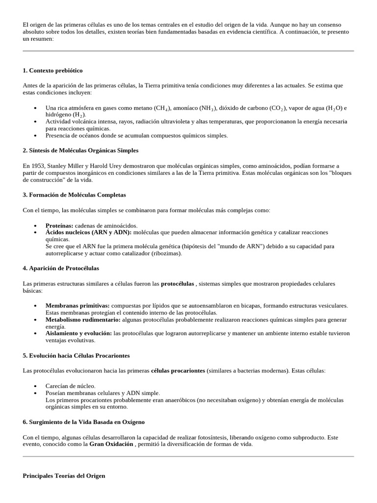 El Origen de Las Primeras Células Es Uno de Los Temas Centrales en El ...