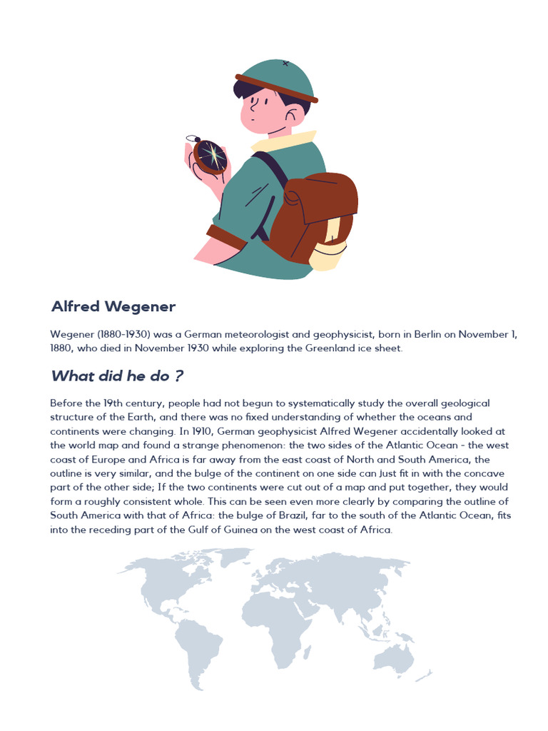 Alfred Wegener: Pioneer of Continental Drift | PDF | Plate Tectonics ...