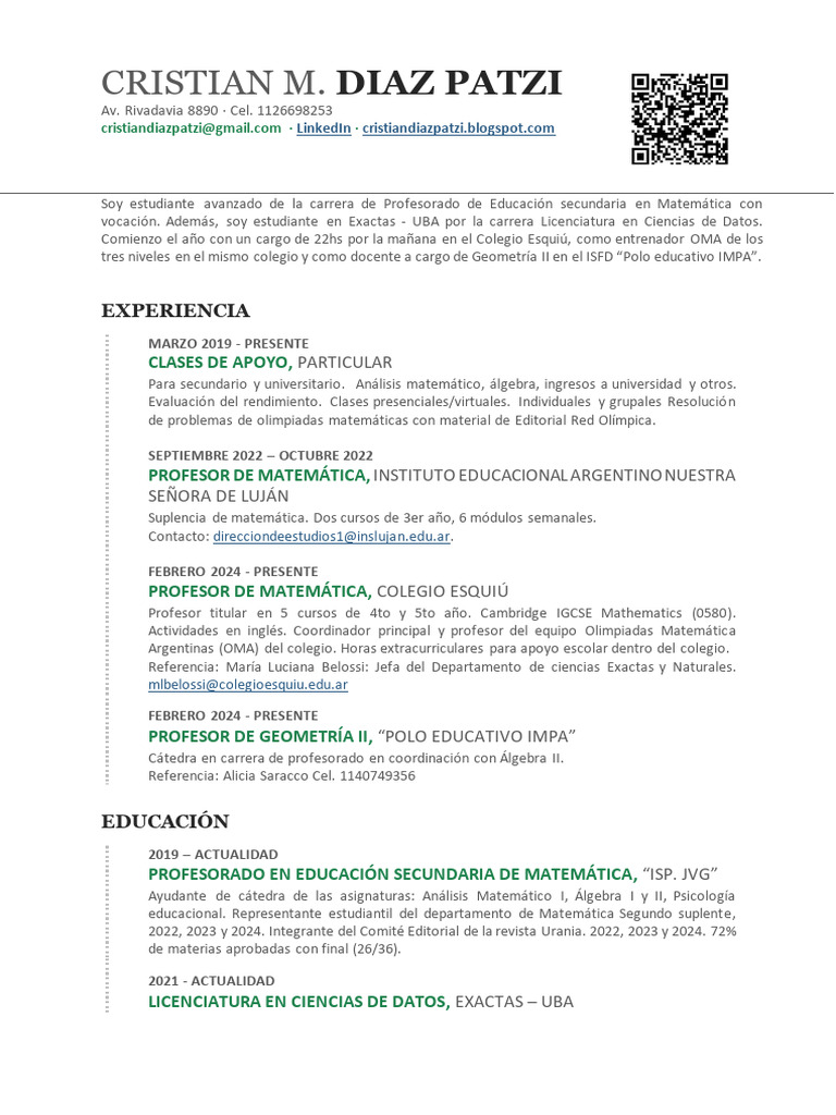 Diaz Patzi CV Julio | PDF