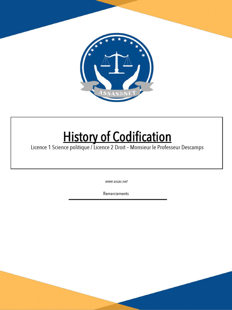 Cours Assas - Net History of Codification L1 Scpo - L2 Droit | PDF ...