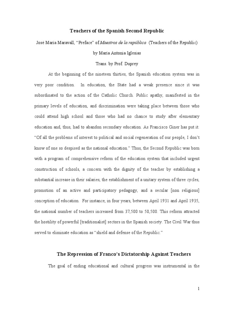 Francoist Repression of Teachers in Spain | PDF | Francoist Spain ...