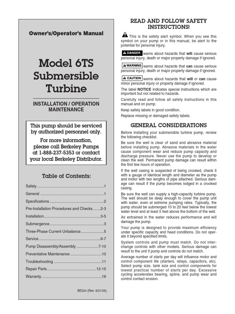Manual de Operacion Serie 6TS | PDF | Pump | Electrical Connector
