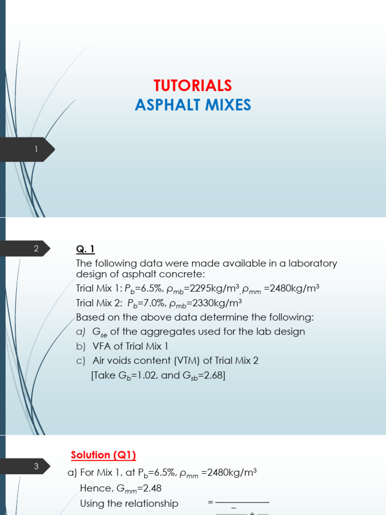 Asphalt Mix Tutorials | PDF | Density | Applied And Interdisciplinary ...