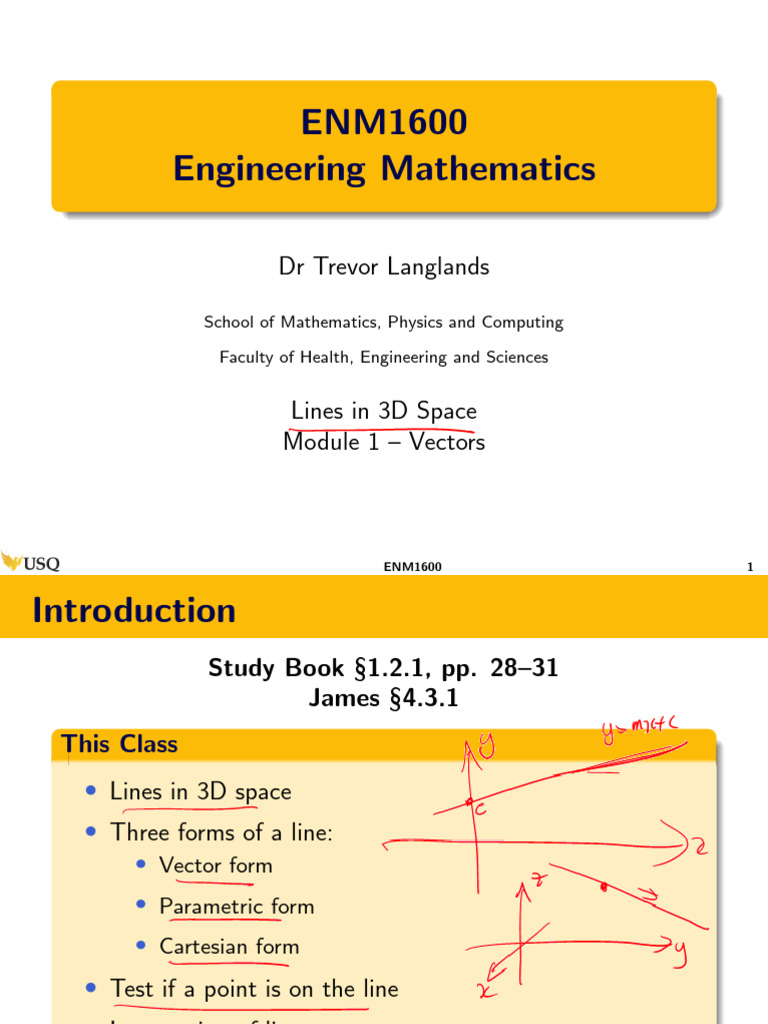 ENM1600_Wk02_Class02_annotated | PDF | Line (Geometry) | Vector Space