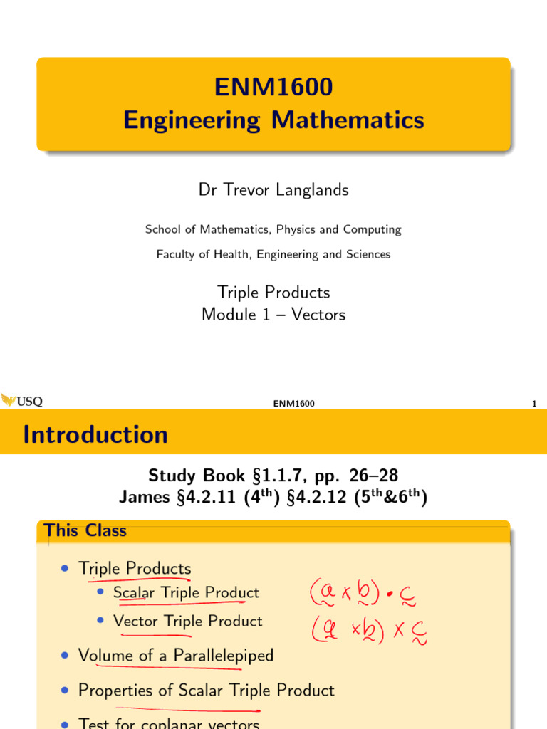 ENM1600 Wk02 Class01 Annotated | PDF | Scalar (Mathematics) | Geometry