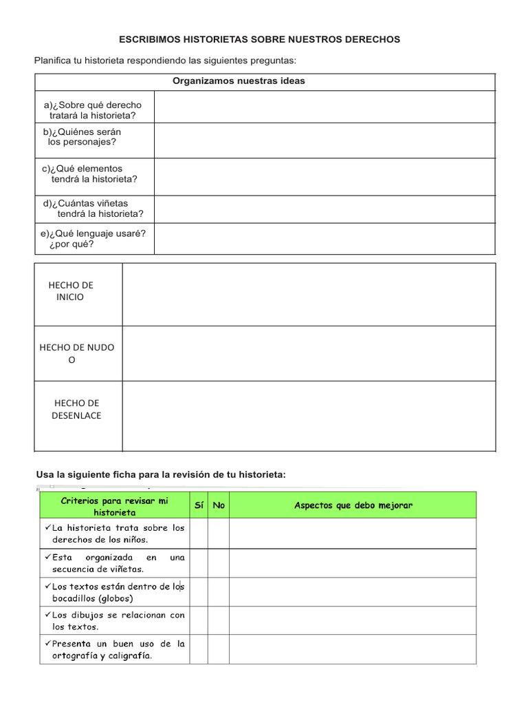 Escrib Historietas Planificación | PDF
