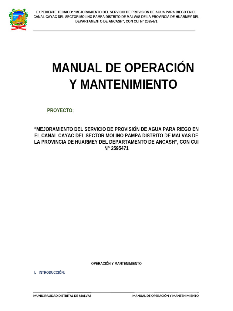 5.11. - Manual de Operacion y Mantenimiento | PDF | El ciclo del agua | Agua subterránea