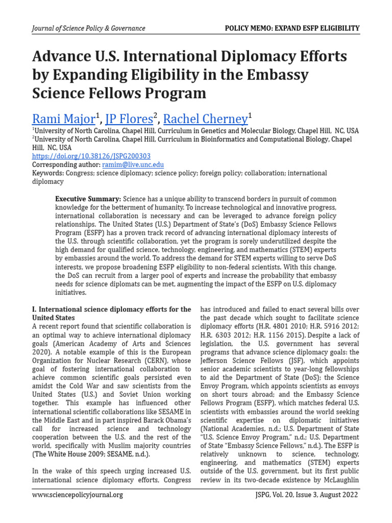 Expand Eligibility for Science Diplomacy | PDF | United States ...