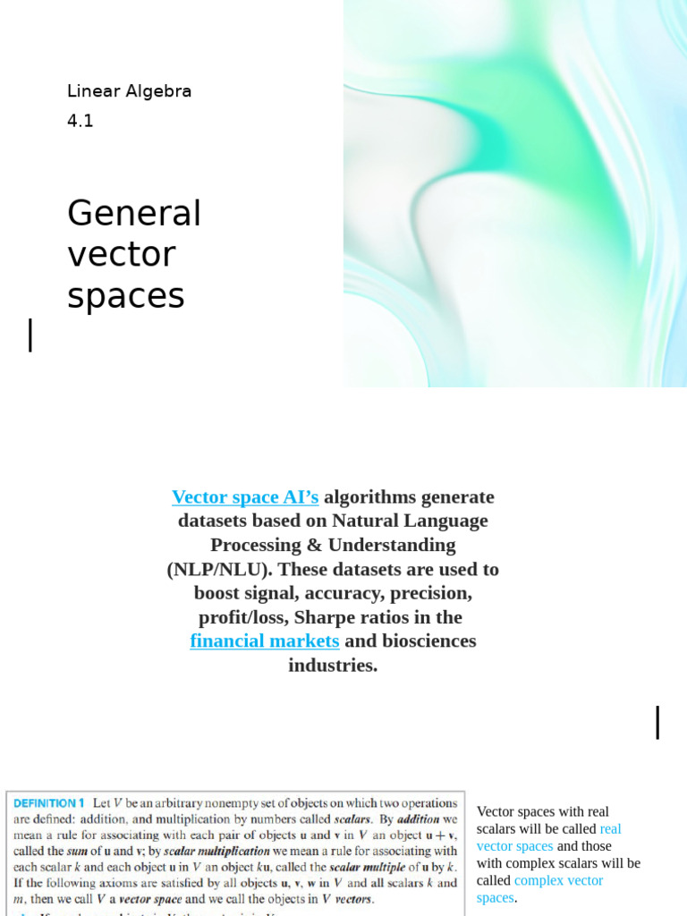 L17 General Vector Spaces 27112024 113202am | PDF